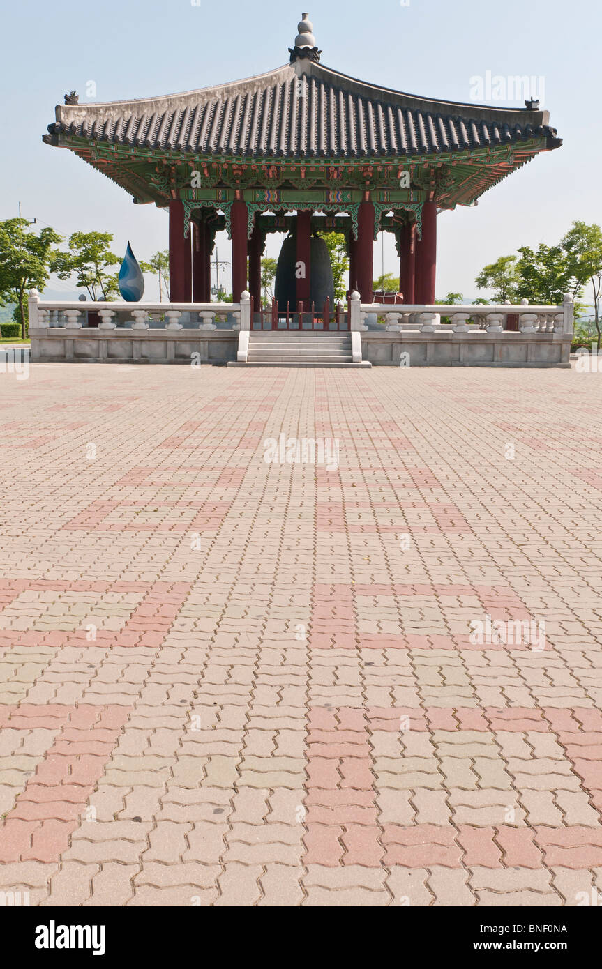 Peace Bell and pagoda, DMZ (Demilitarized Zone), Imjingak, South Korea ...