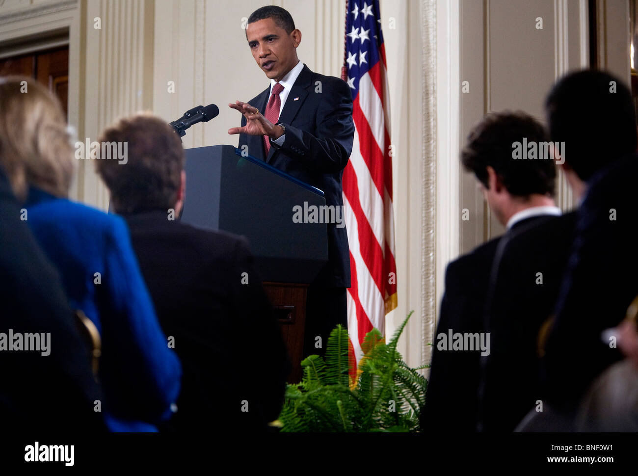 President Barack Obama taking questions during a Prime Time Press ...
