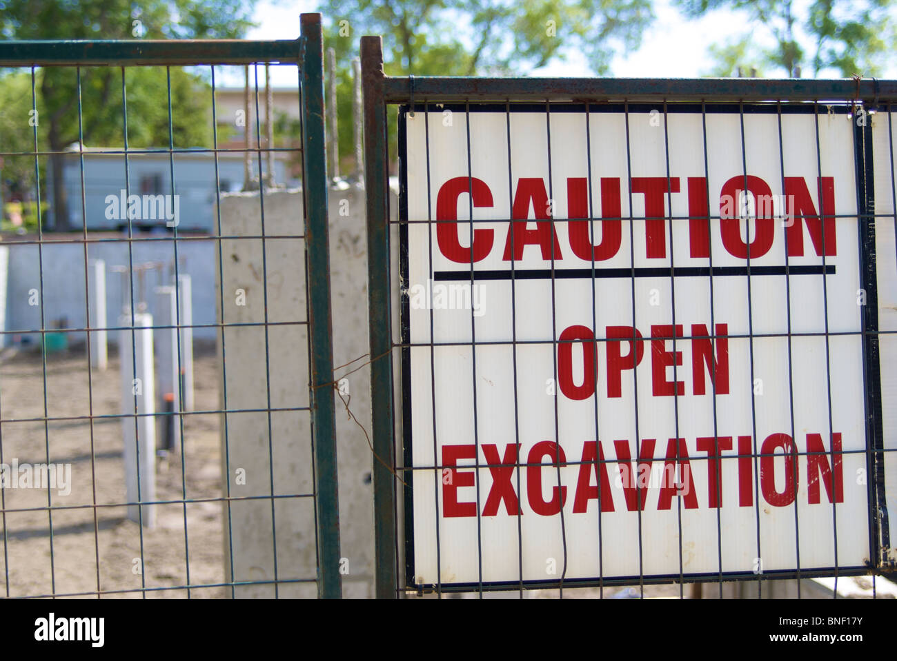 Dangerous excavation during construction Stock Photo - Alamy