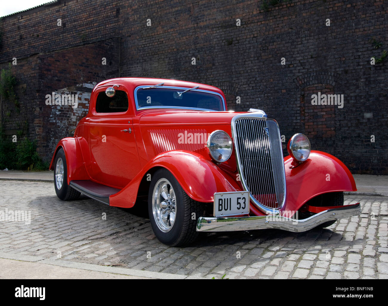 34 Ford Hot Rod - full fendered 3 window chopped roof coupe Stock Photo ...
