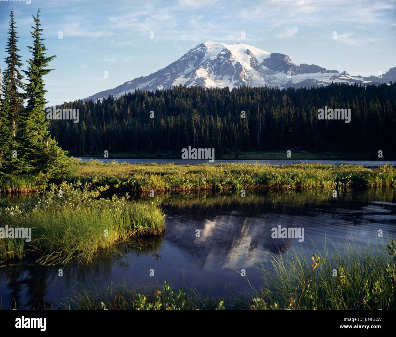 Reflection of a mountain in water, Mt Rainier, Reflection Lake, Mt ...