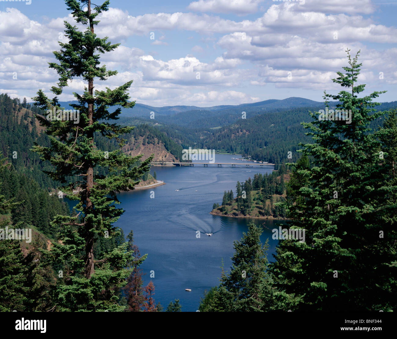 High angle view of a lake, lake Coeur d'Alene, Idaho, USA Stock Photo ...
