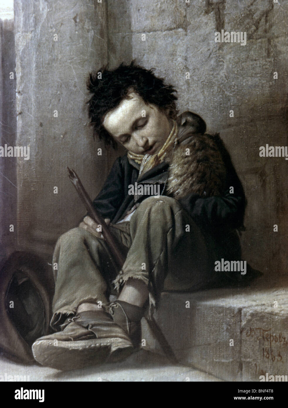 Poor boy 19th century oil hi-res stock photography and images - Alamy