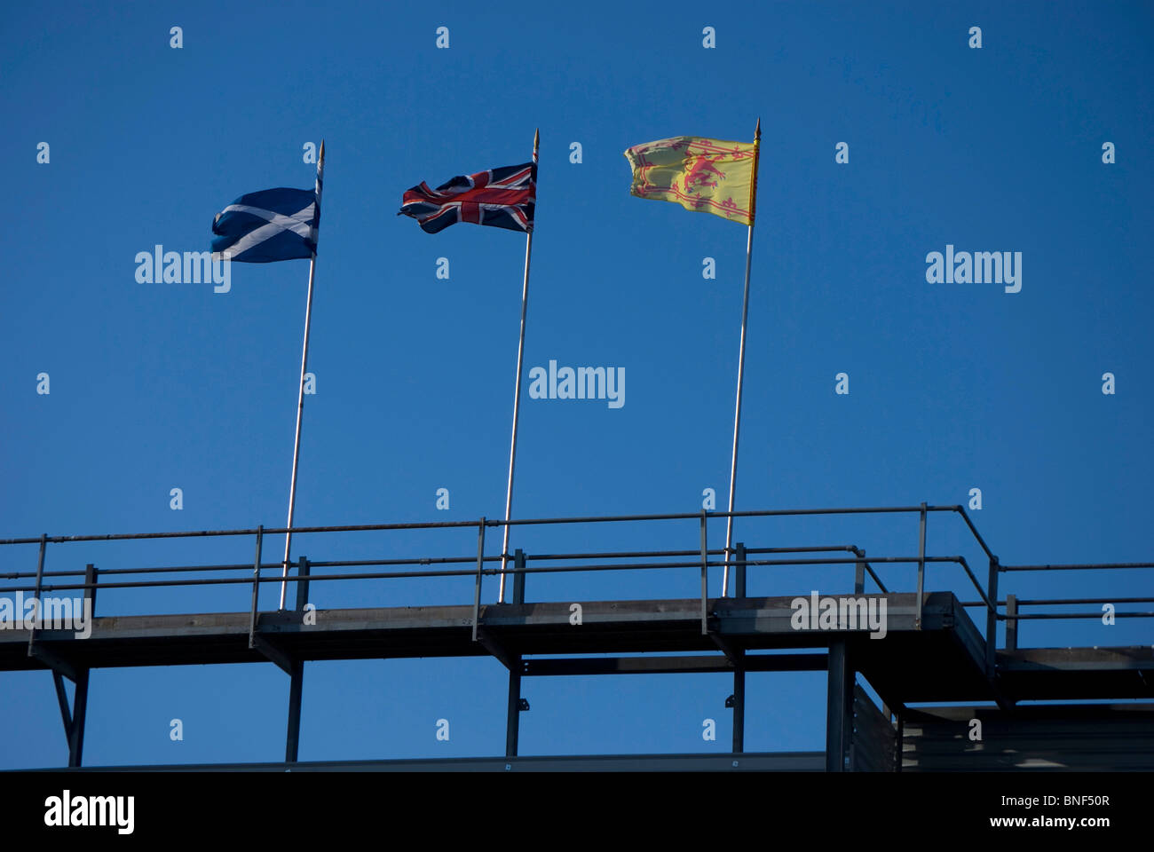 Flags flying about the seating gantry for the Military Tattoo at ...