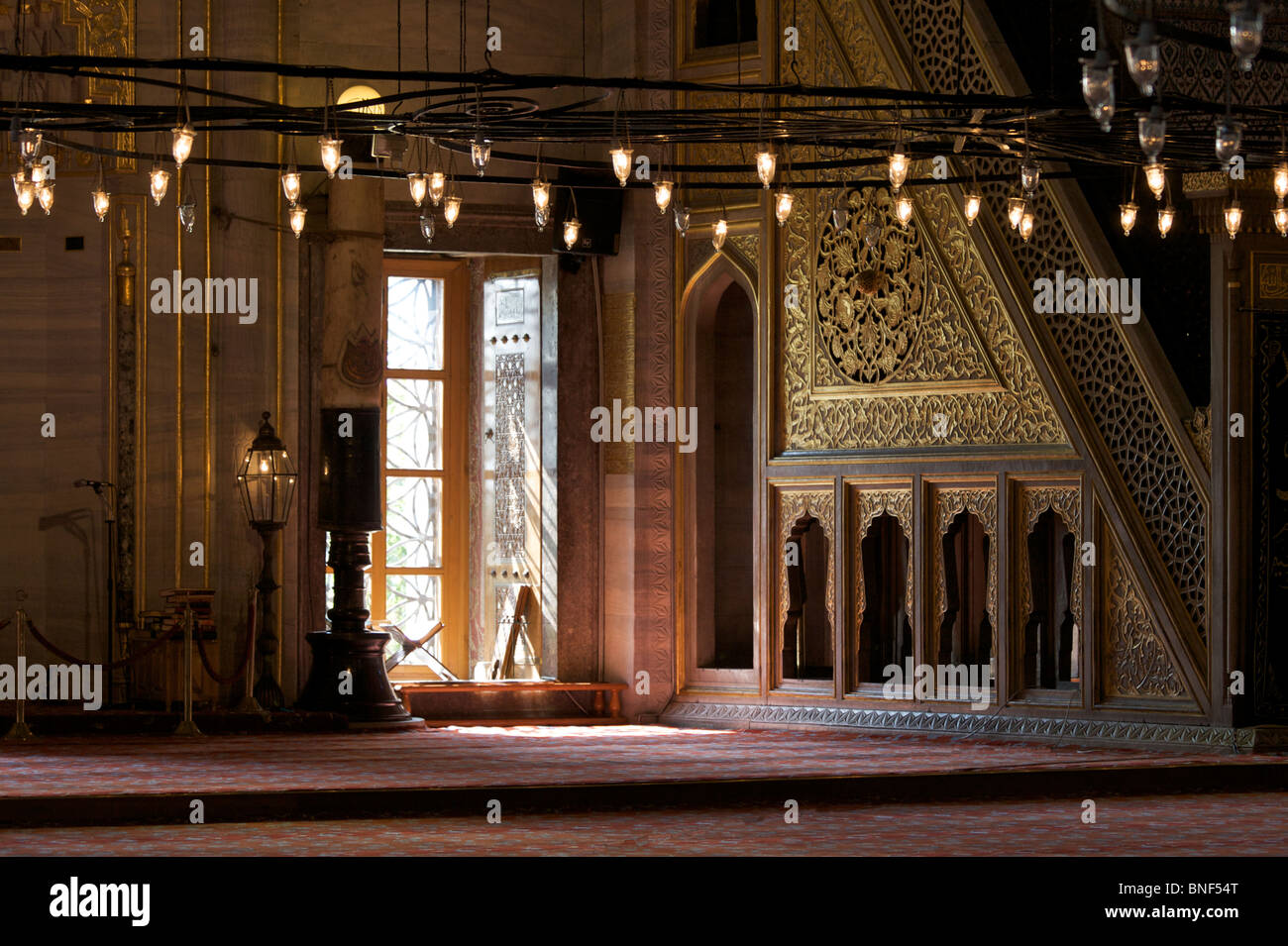 Interior of the Blue Mosque, commissioned by Sultan Ahmet 1st commonly ...
