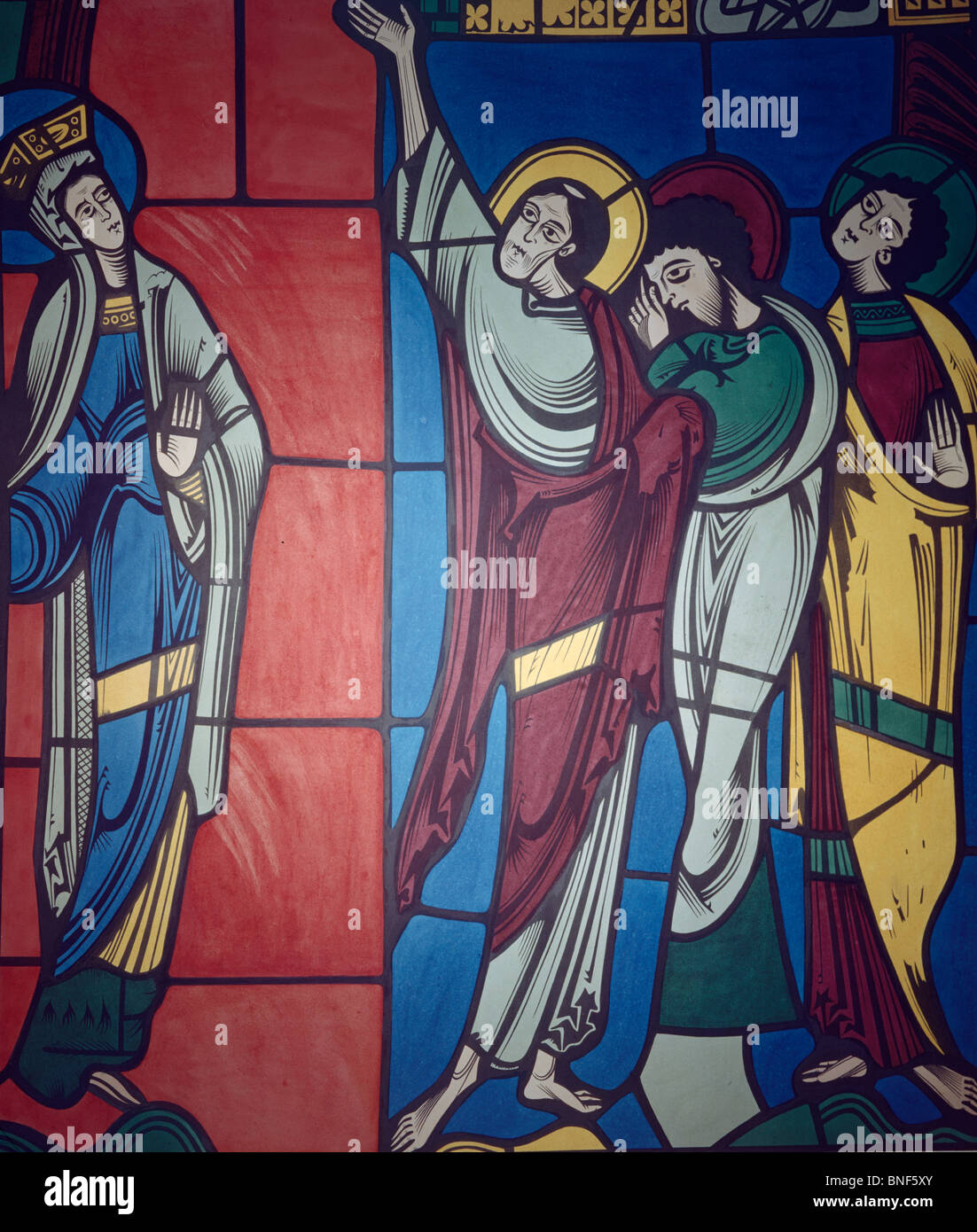 Assumption of The Virgin, stained glass window Stock Photo - Alamy