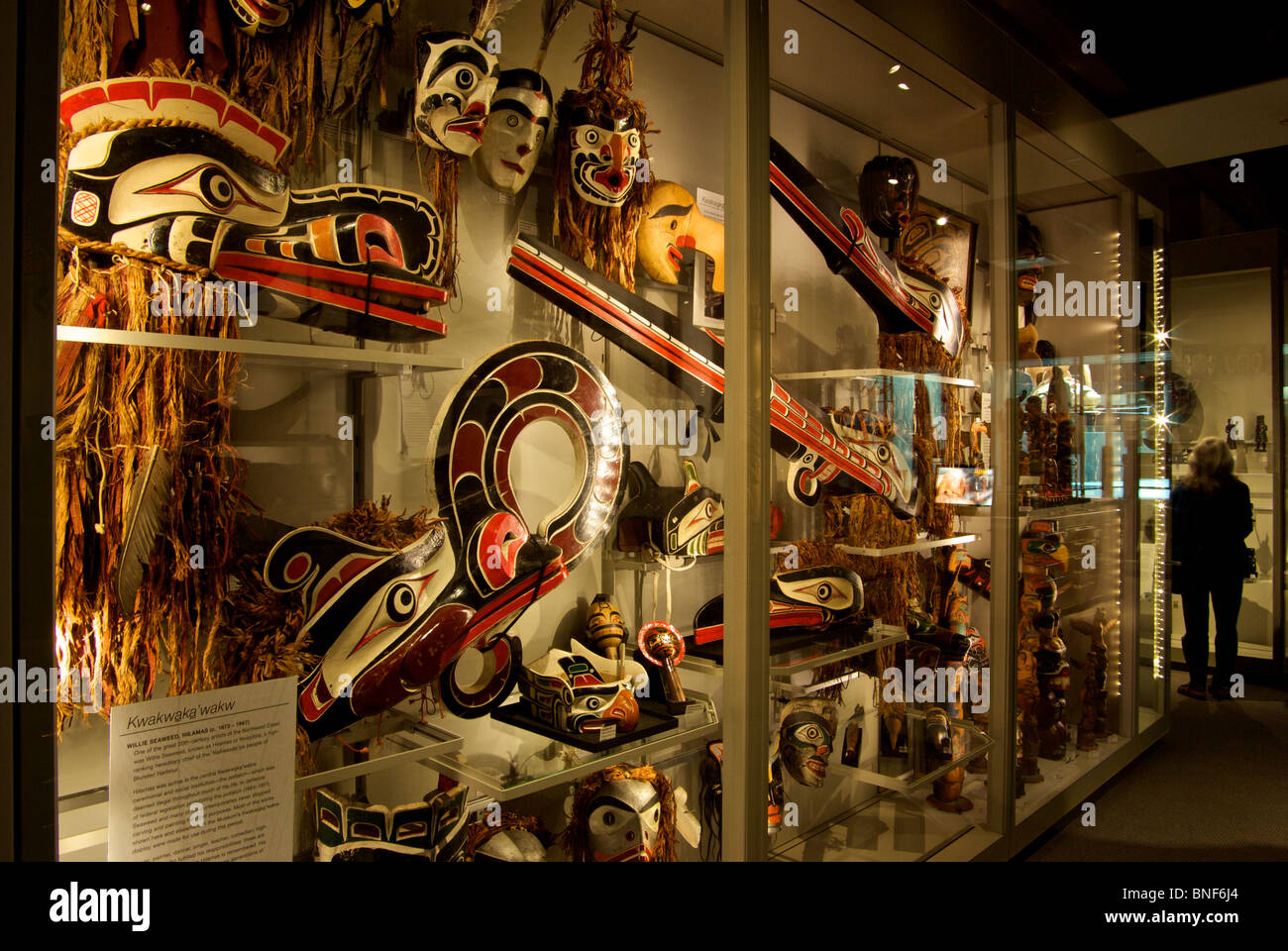 Display case Willie Seaweed ceremonial masks by west Coast First ...