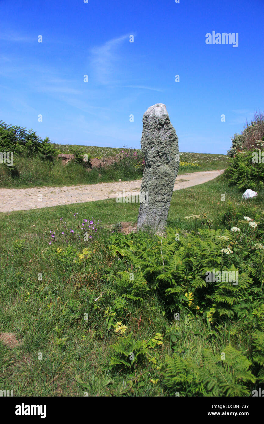 Standing Stone Alderney Stock Photo - Alamy