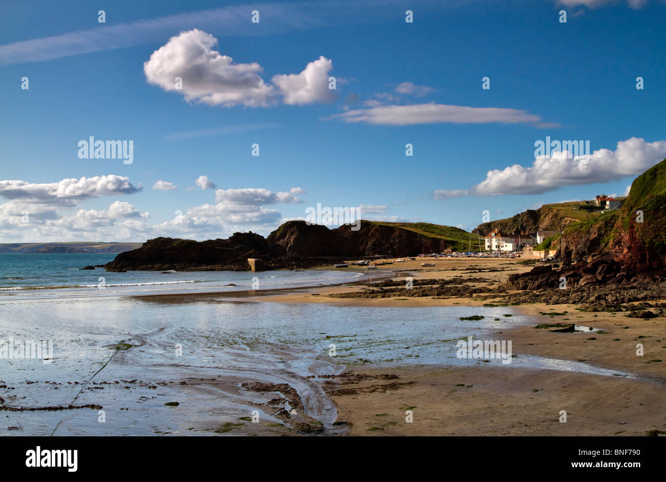 The beach at low tide at Inner Hope, Hope Cove, South Hams, Devon Stock ...