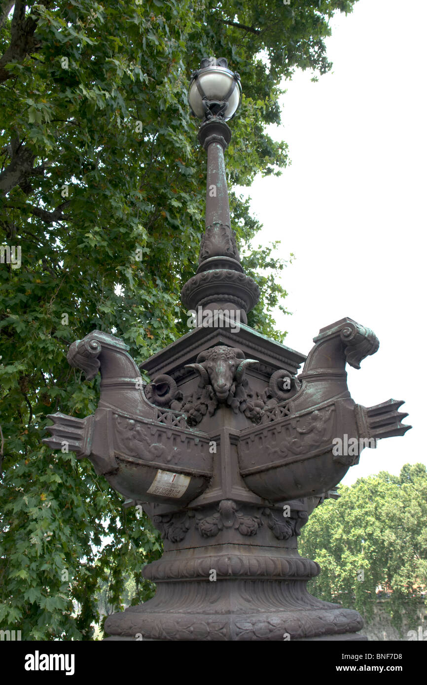 One of the bronze street lamps with ram heads and rostra which decorate ...