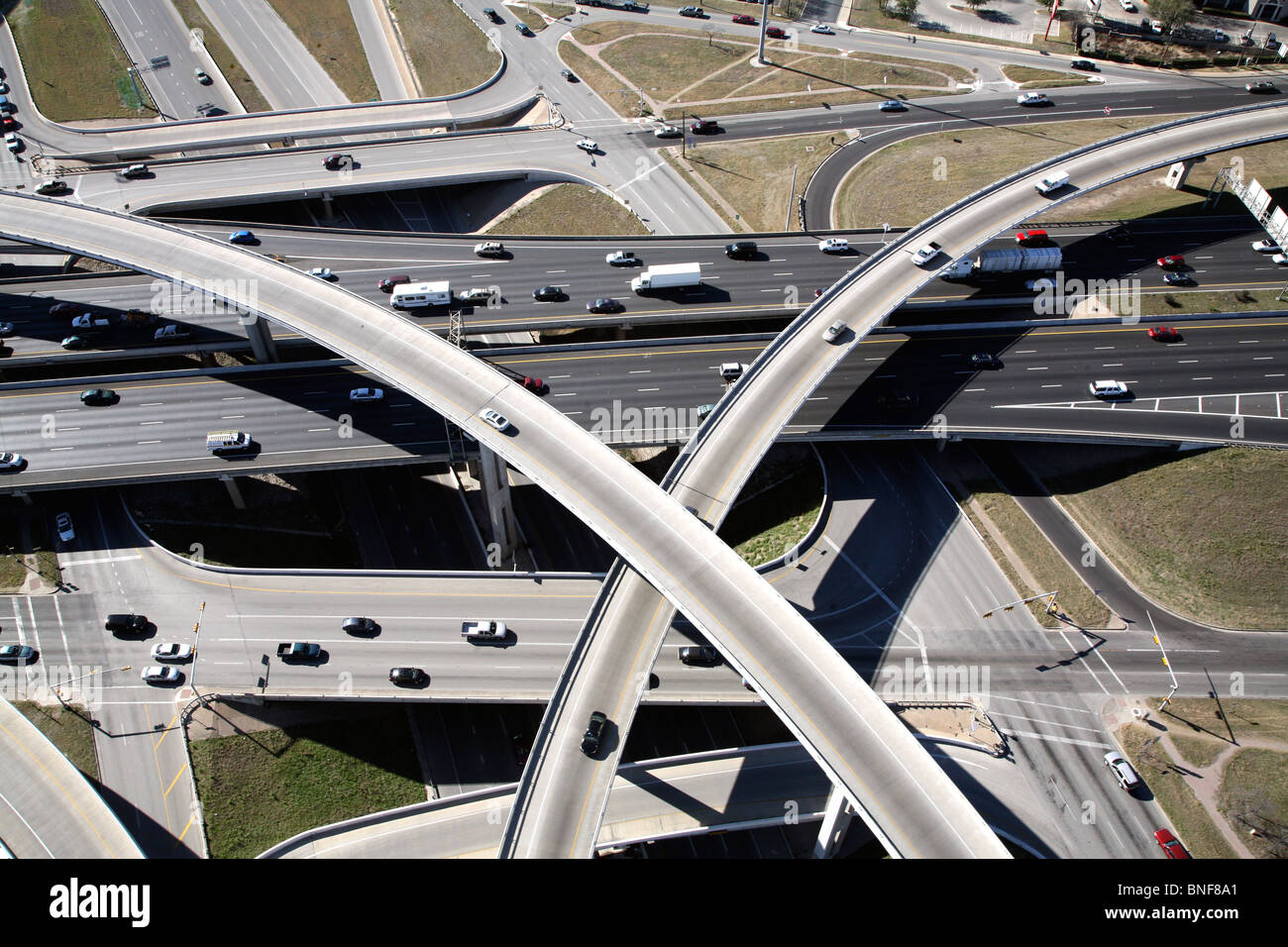 USA, Texas, Austin, Crossing elevated roads, elevated view Stock Photo ...