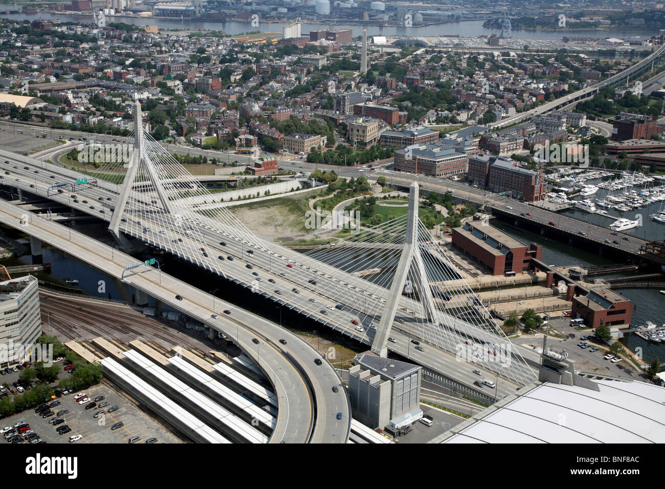 USA, Massachusetts, Boston, Zakim Bridge, elevated view Stock Photo - Alamy
