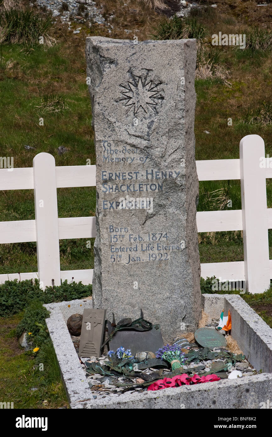 Grave of Sir Ernest Henry Shackleton on South Georgia, overlooking ...