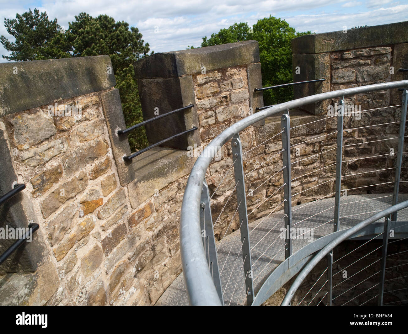 At the top of one of the towers at Stainborough Castle, in the ...