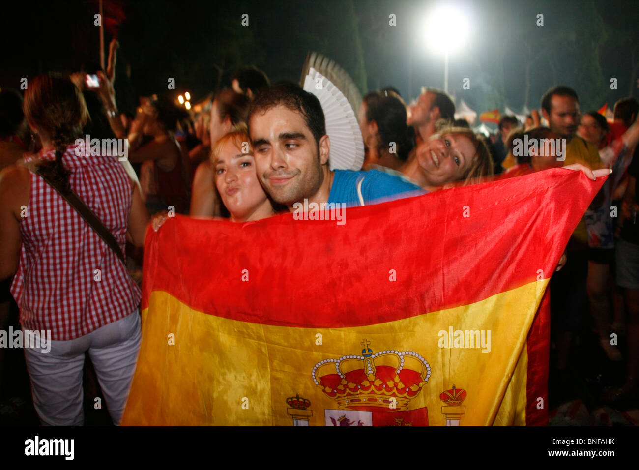 spanish supporters celebrating the victory over holland in the world ...