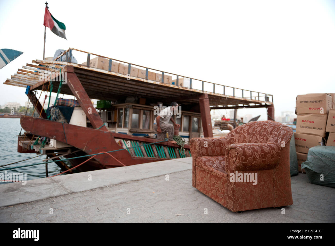 Uae dhow ship boat cargo river hi-res stock photography and images - Alamy