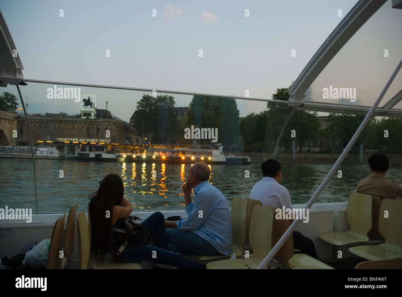 People on Batobus boat sightseeing tour River Seine Paris France Europe ...