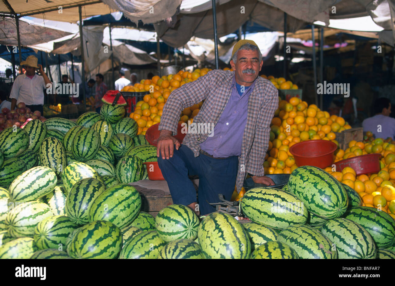 Man selling Melons on the Market Stock Photo - Alamy