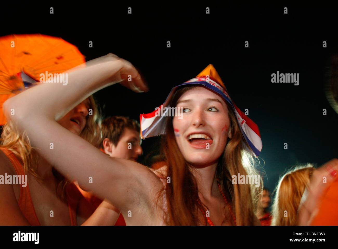 dutch supporters celebrating the victory over uruguay at world cup fan ...
