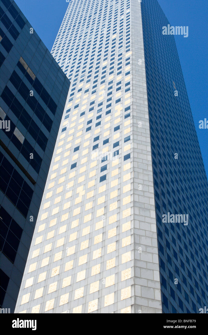 Texas, Houston. Hurricane damage to building in downtown Houston Stock ...