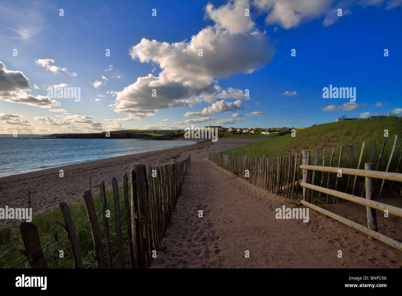 Walk to the beach at South Milton Sands, South Hams, Devon. A dramatic ...