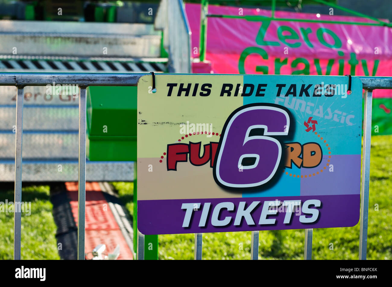 Sign giving information about how many tickets are required to ride an ...