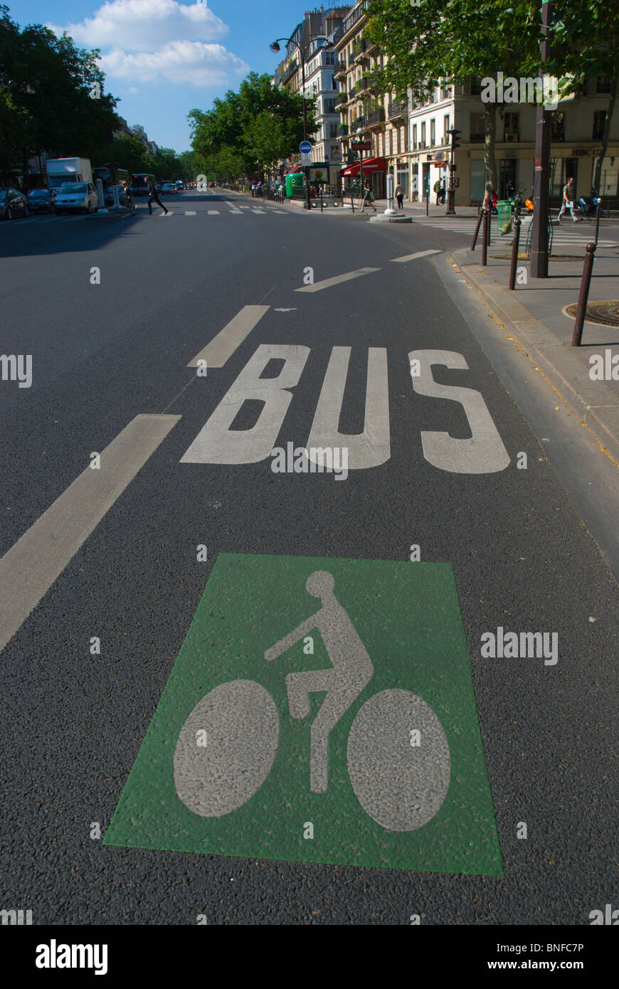 Combined bus and bicycle lane Paris France Europe Stock Photo - Alamy