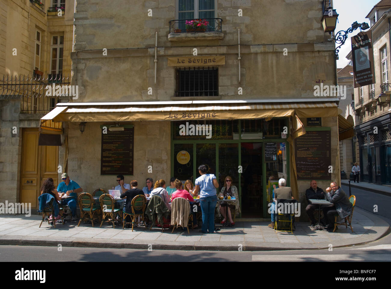 Cafe terrace Le Marais district central Paris France Europe Stock Photo ...