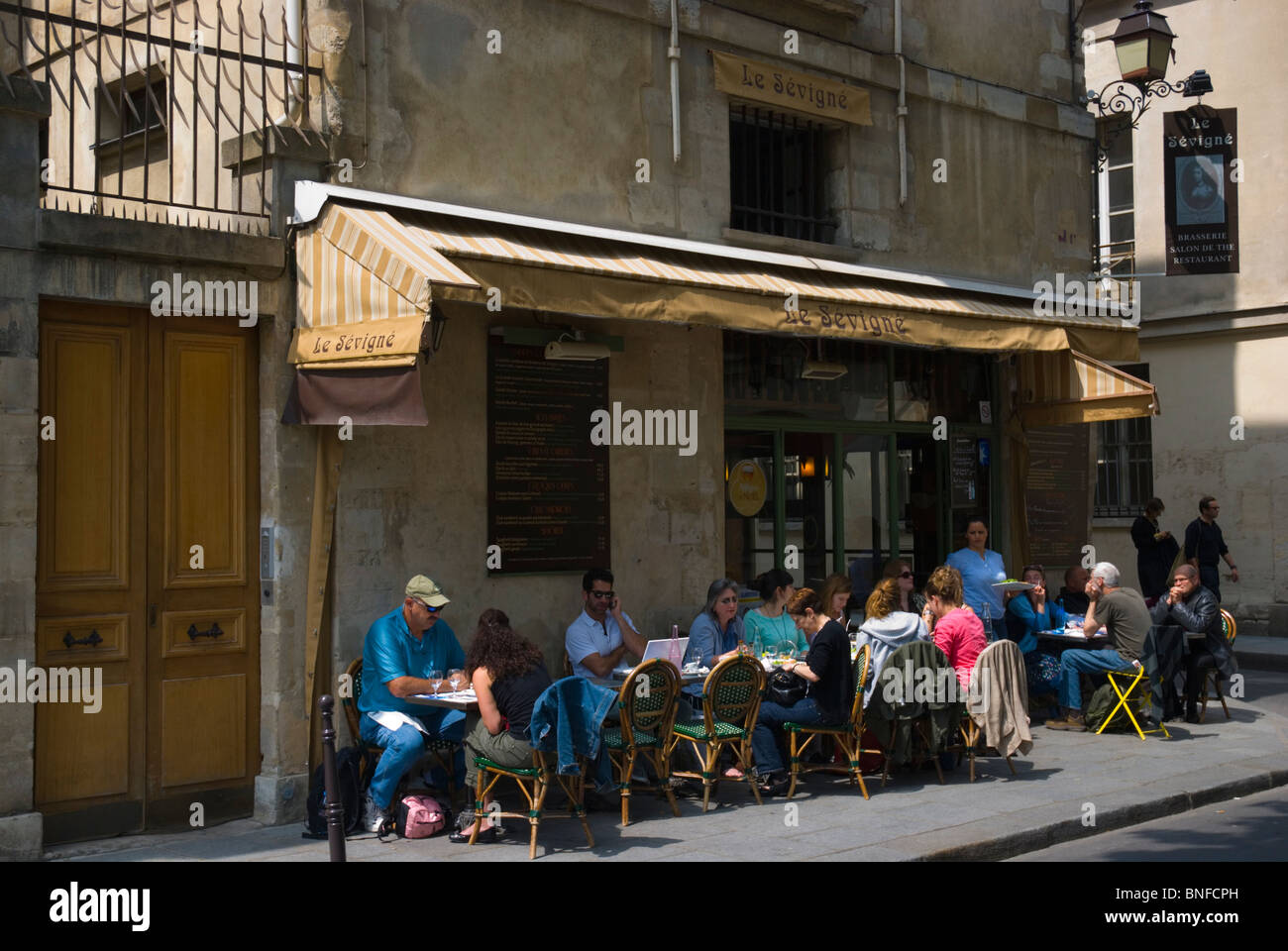 Cafe terrace Le Marais district central Paris France Europe Stock Photo ...