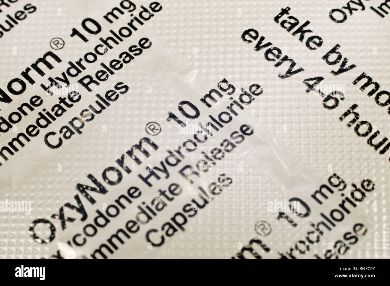 Blister pack containing Oxynorm 10mg, a opioid/morphine based ...