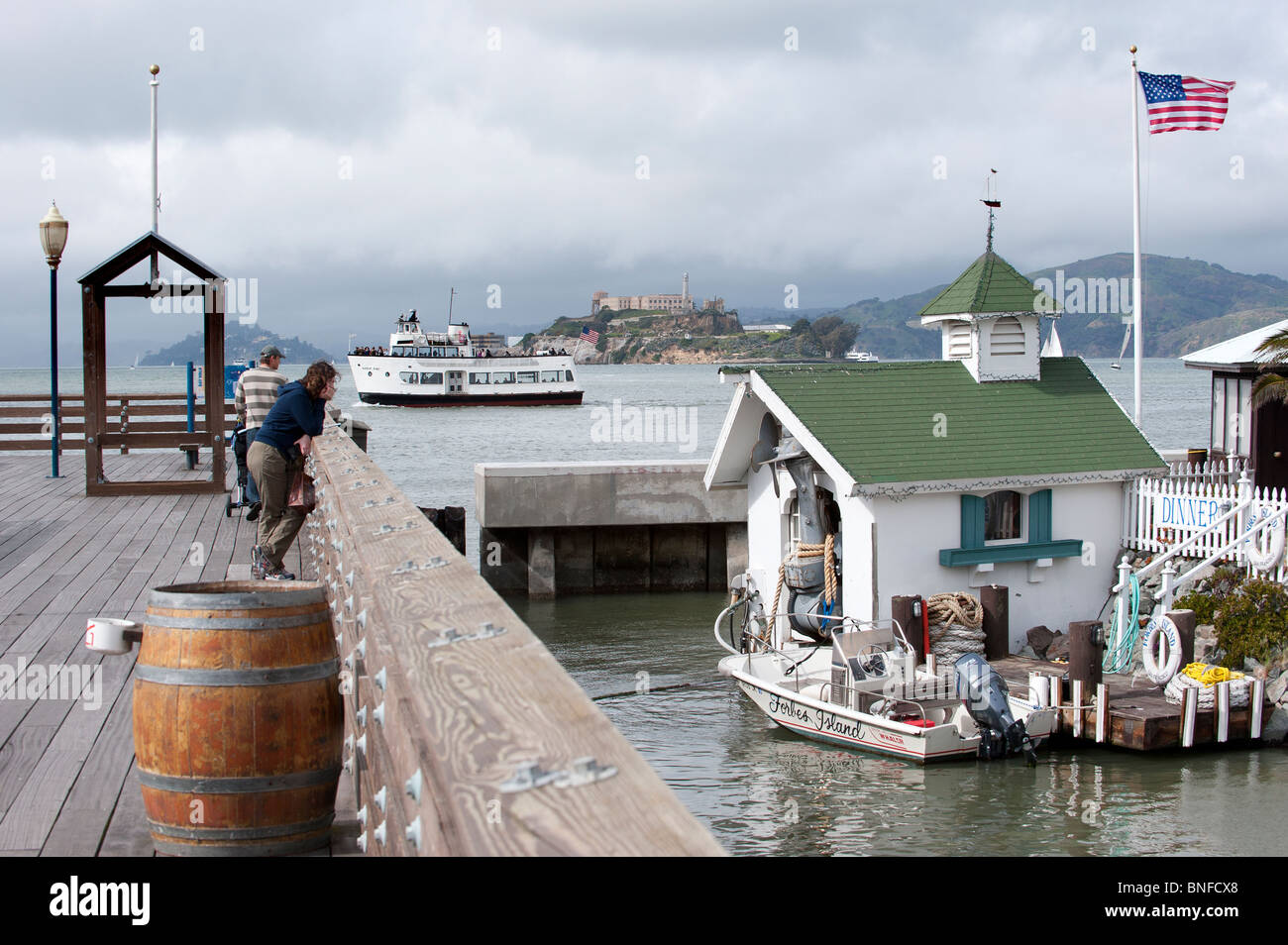 Forbes Island and Alcatraz San Francisco Bay California USA Stock Photo ...