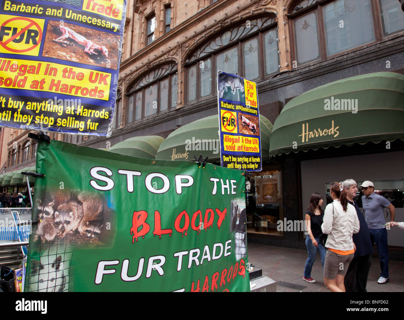 Anti fur trade protest outside Harrods, London Stock Photo - Alamy