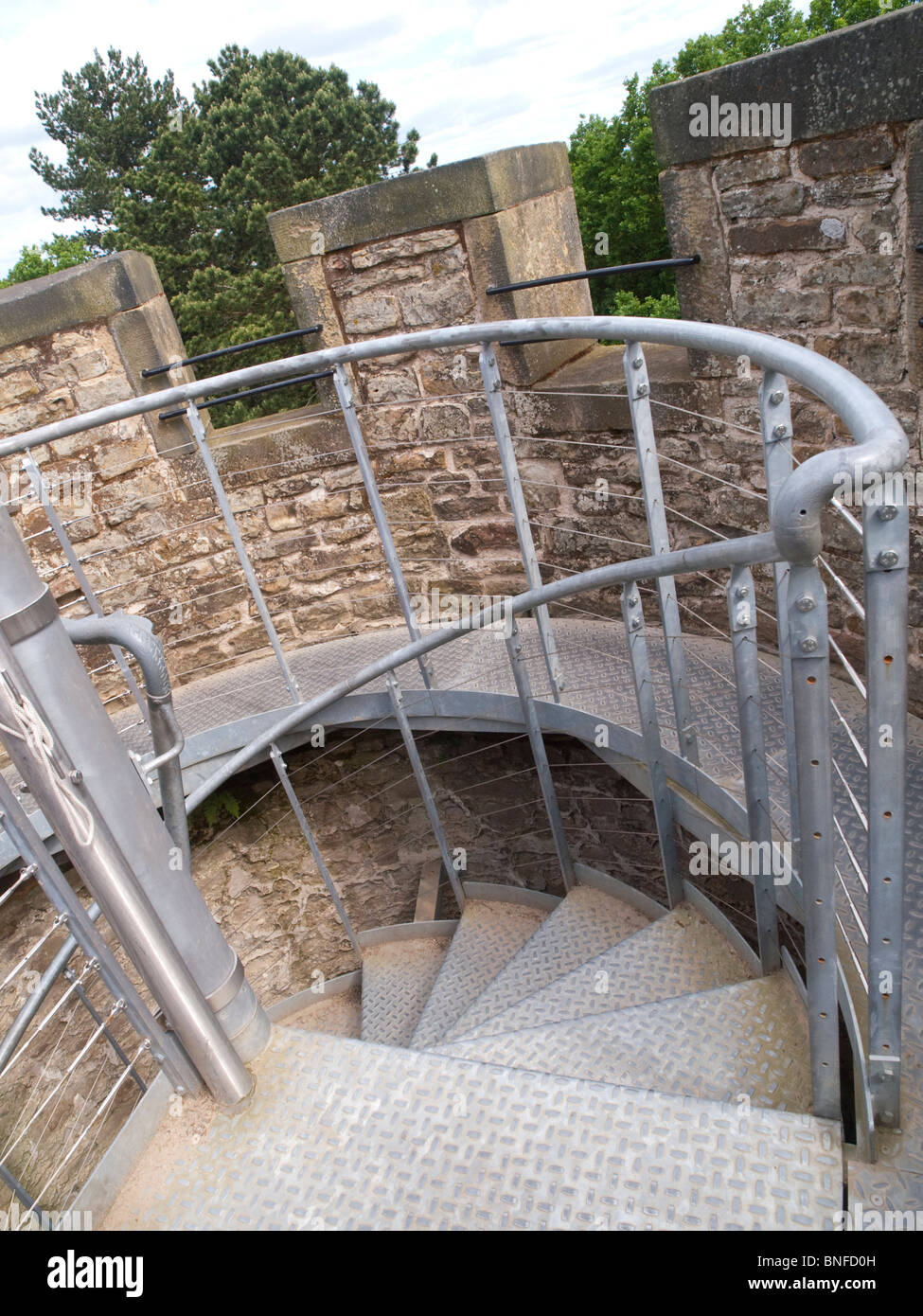 At the top of one of the towers at Stainborough Castle, in the ...