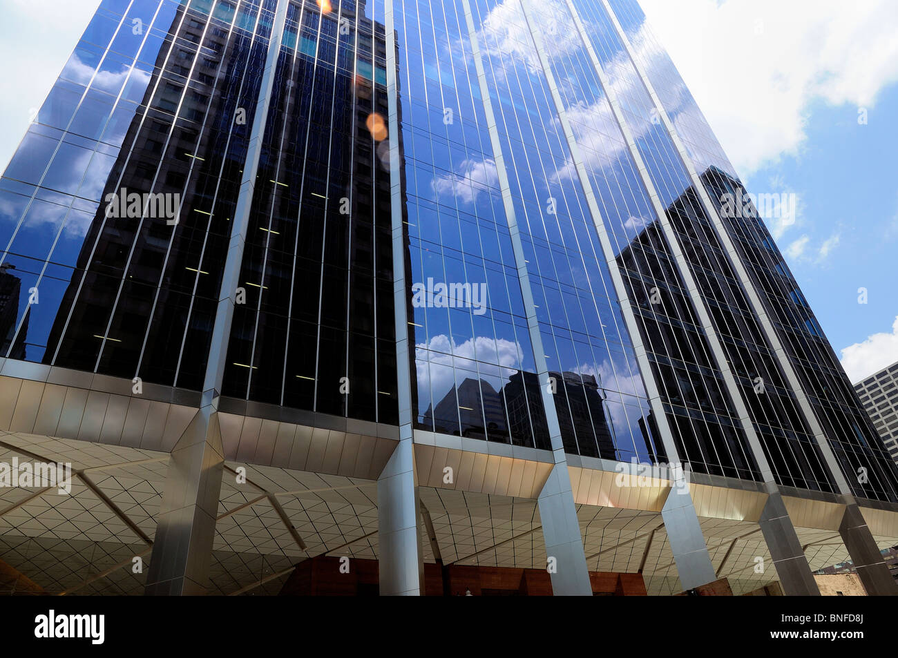 Modern Building reaching skyward along Chicago's Whacker Drive Stock ...