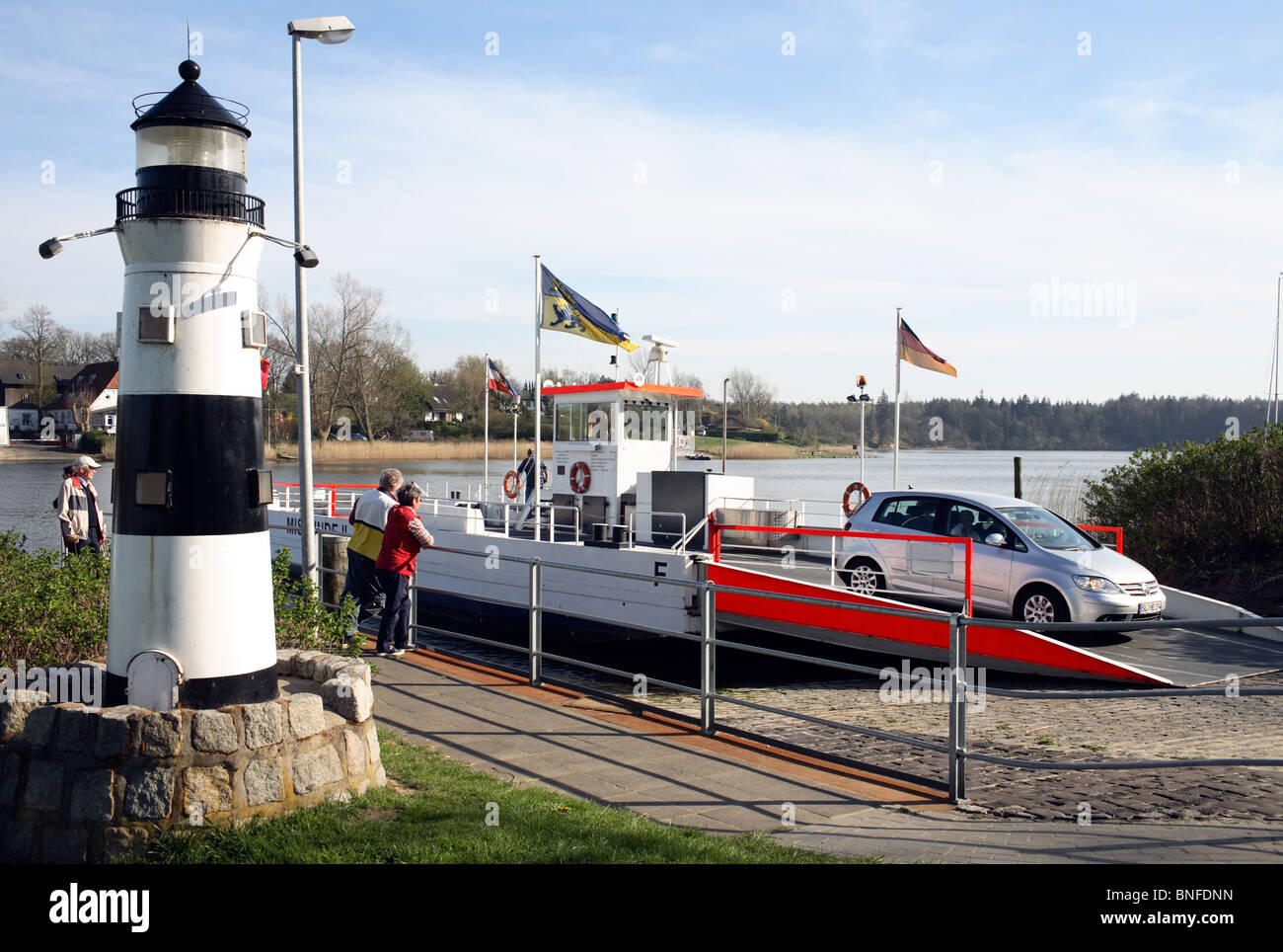 Ferry on the Schlei river in Missunde, Germany Stock Photo - Alamy