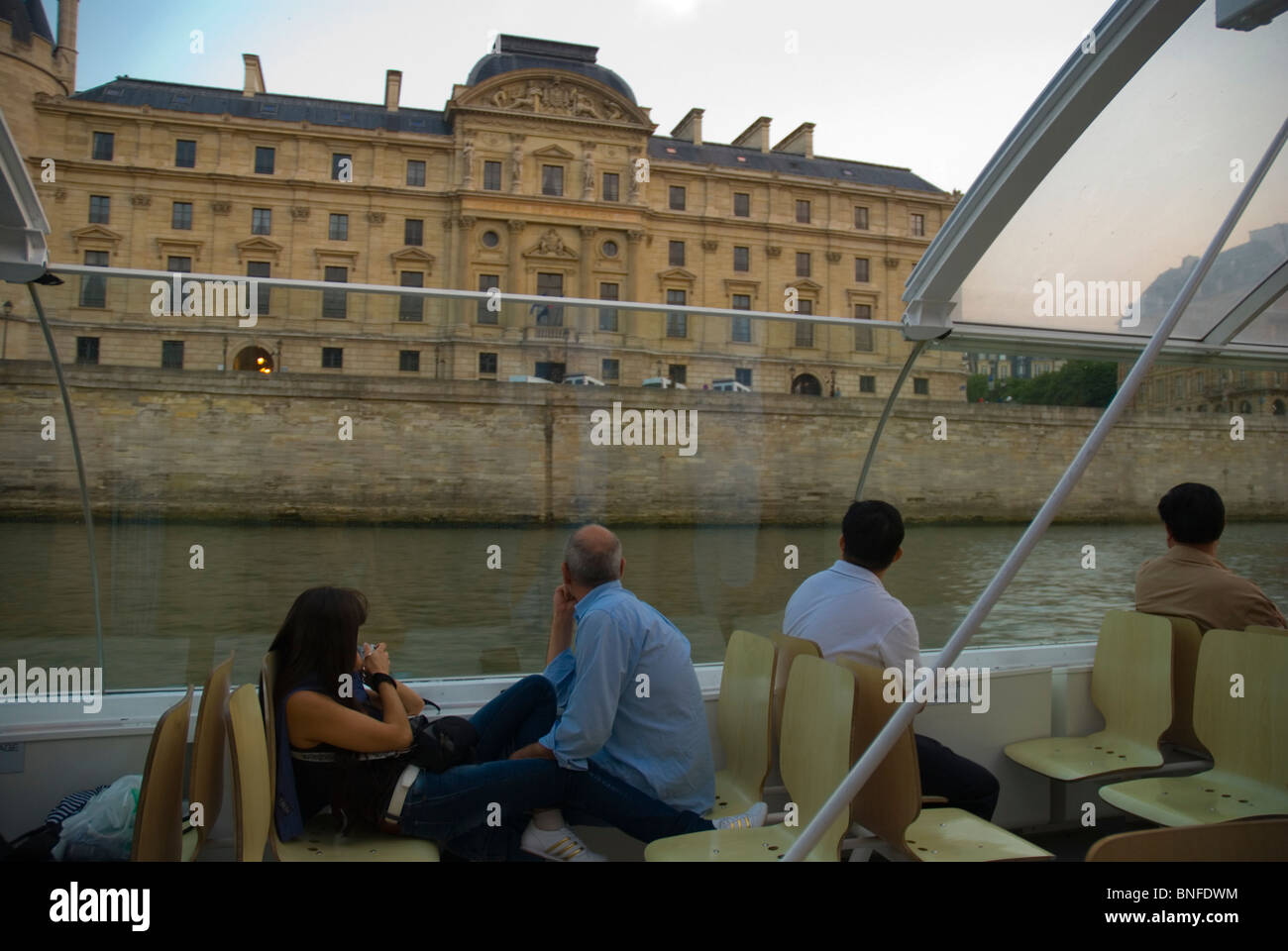 People on Batobus boat sightseeing tour River Seine Paris France Europe ...