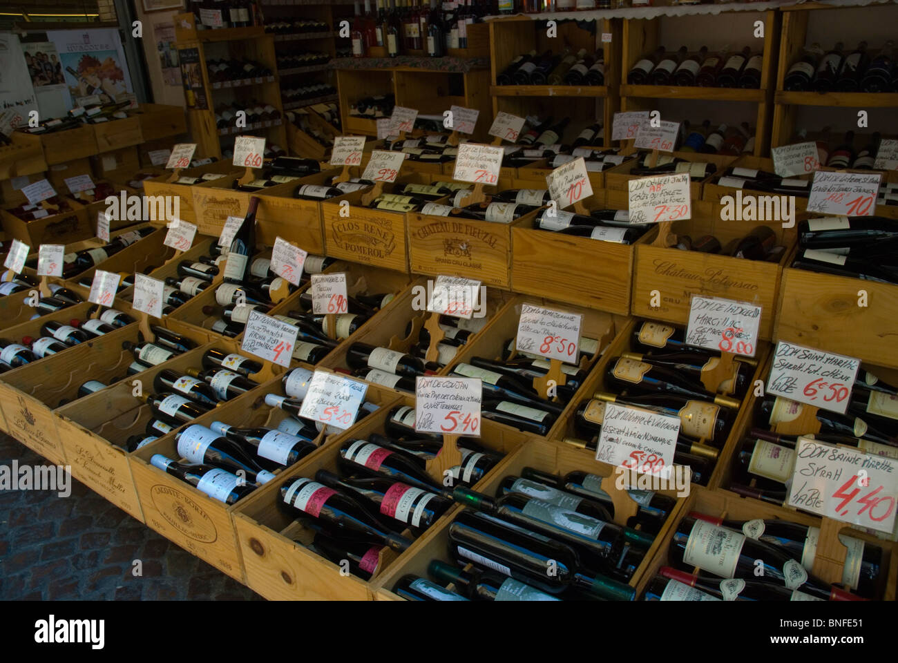 Wine shop exterior Rue Mouffetard street Latin Quarter Paris France ...
