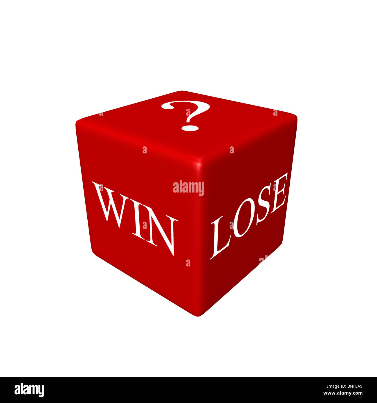 3D dice with question win or lose ? isolated on white background Stock ...