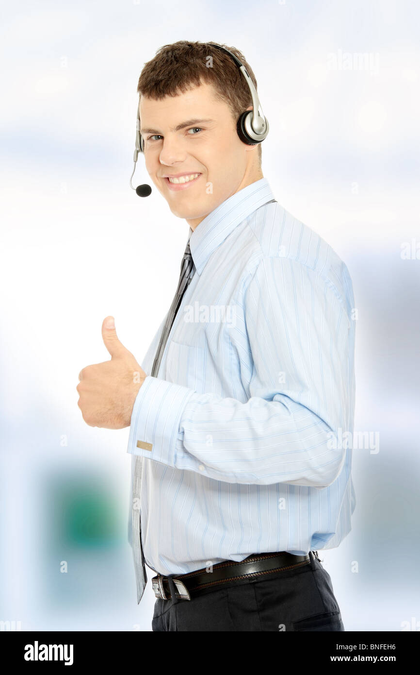 Charming customer service representative with headset on Stock Photo ...