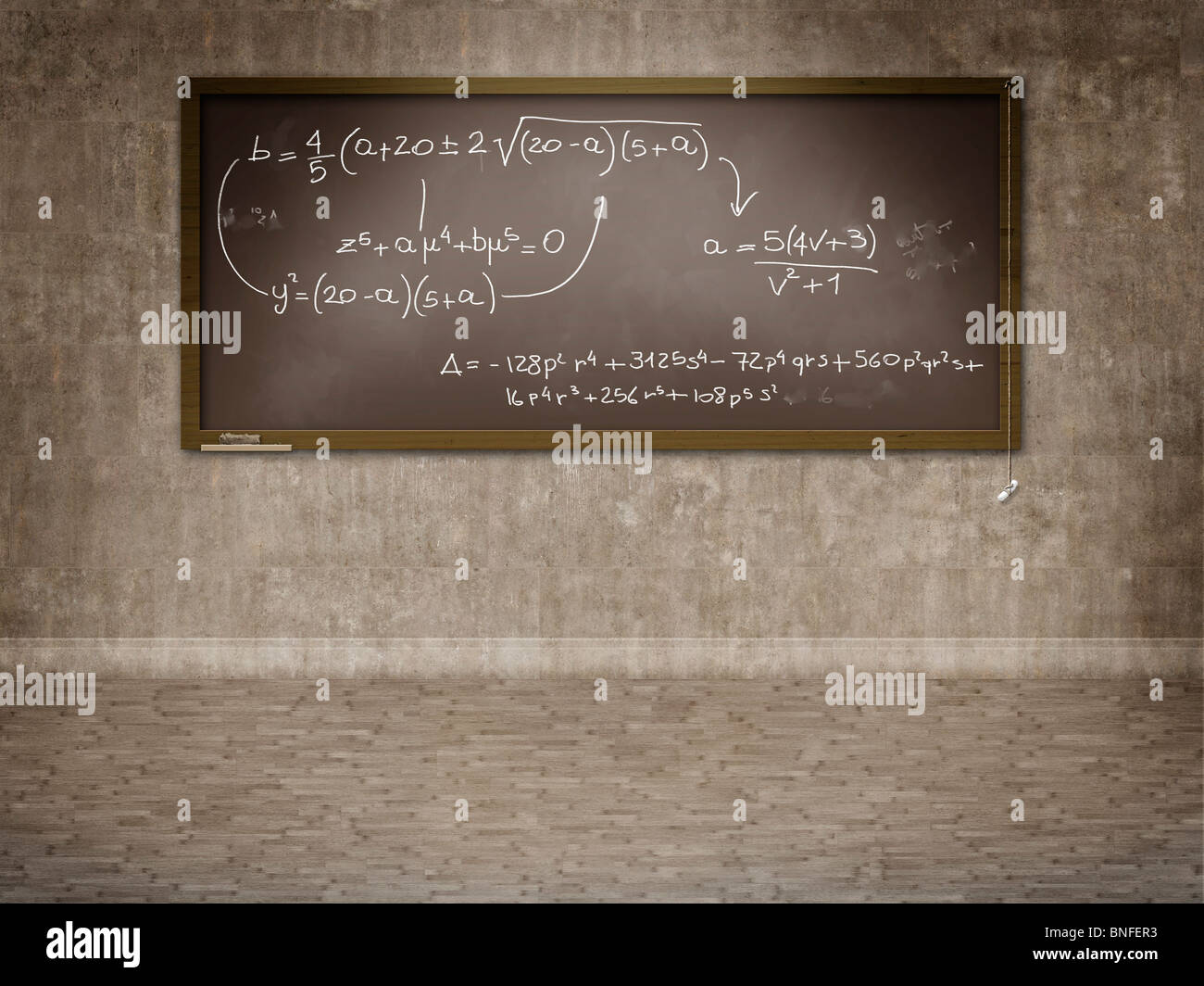 Blackboard on wall with mathematics calculation Stock Photo - Alamy