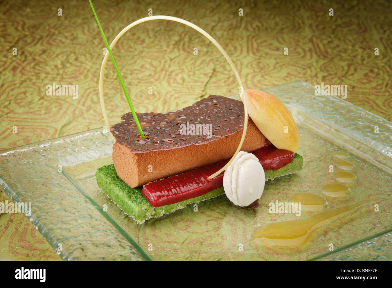 Mousse Log with Green Tea and Raspberry Layers Stock Photo - Alamy