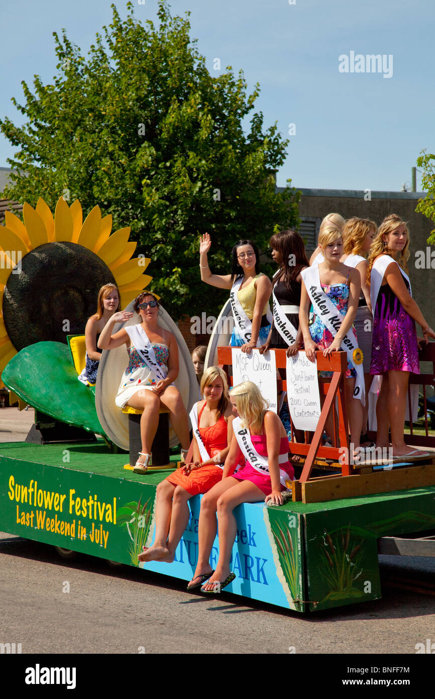The Altona Sunflower Festival parade float in Carmen, Manitoba, Canada ...