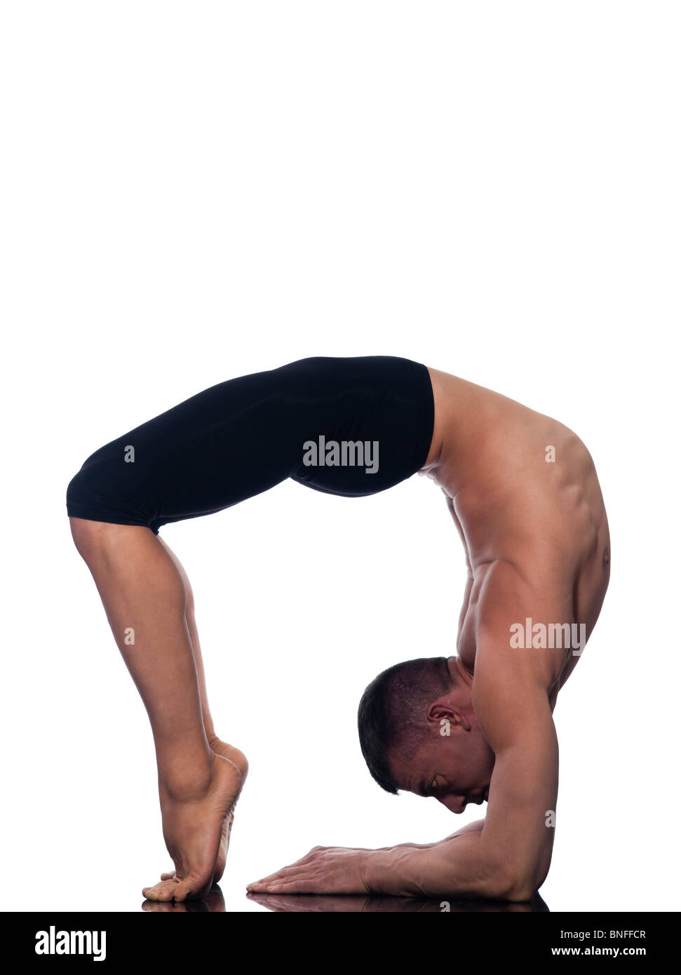 caucasian man Eka Pada Viparita Dandasana One-legged Inverted Staff ...