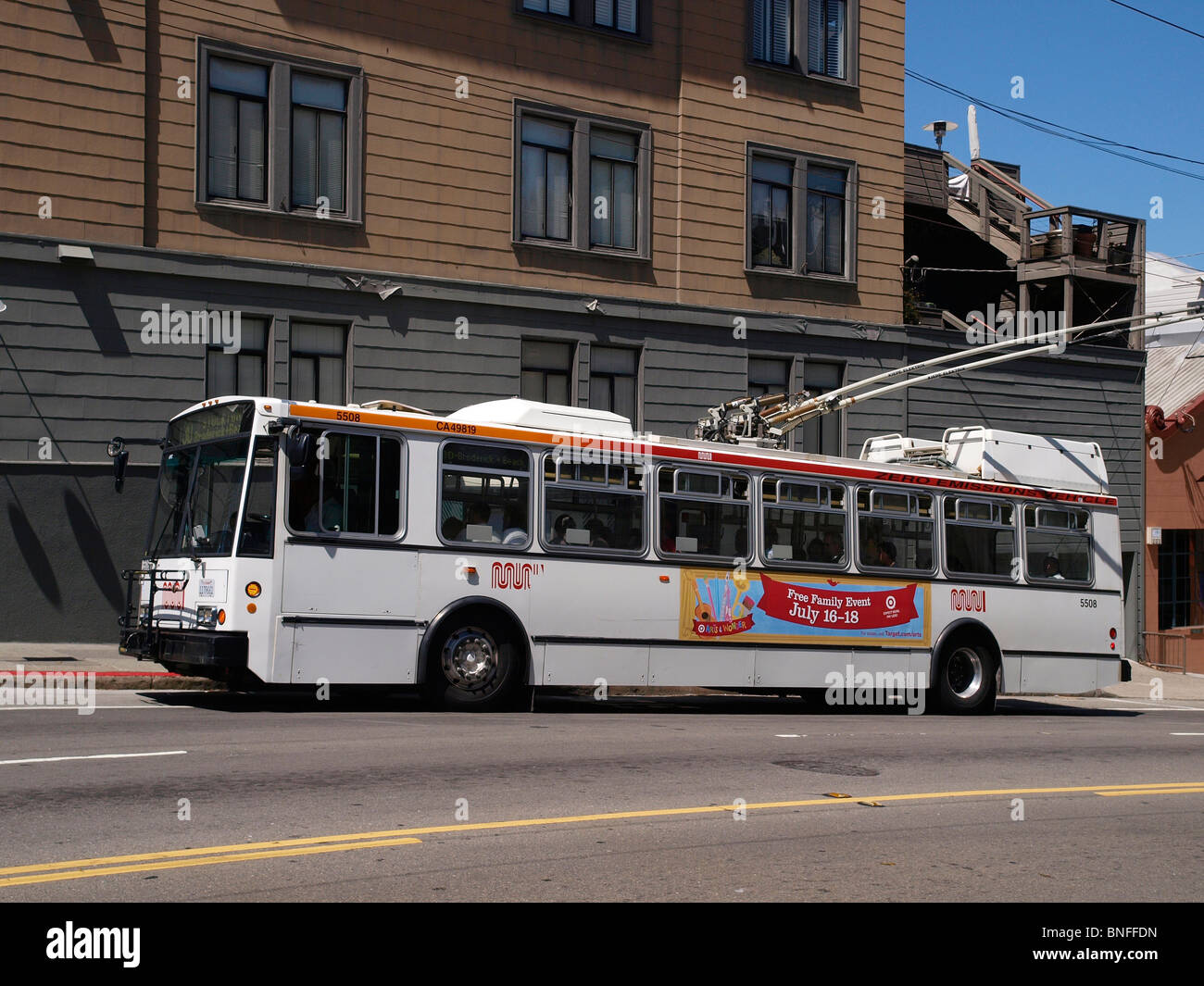 Low emission Electrically powered MUNI bus San Francisco Stock Photo ...