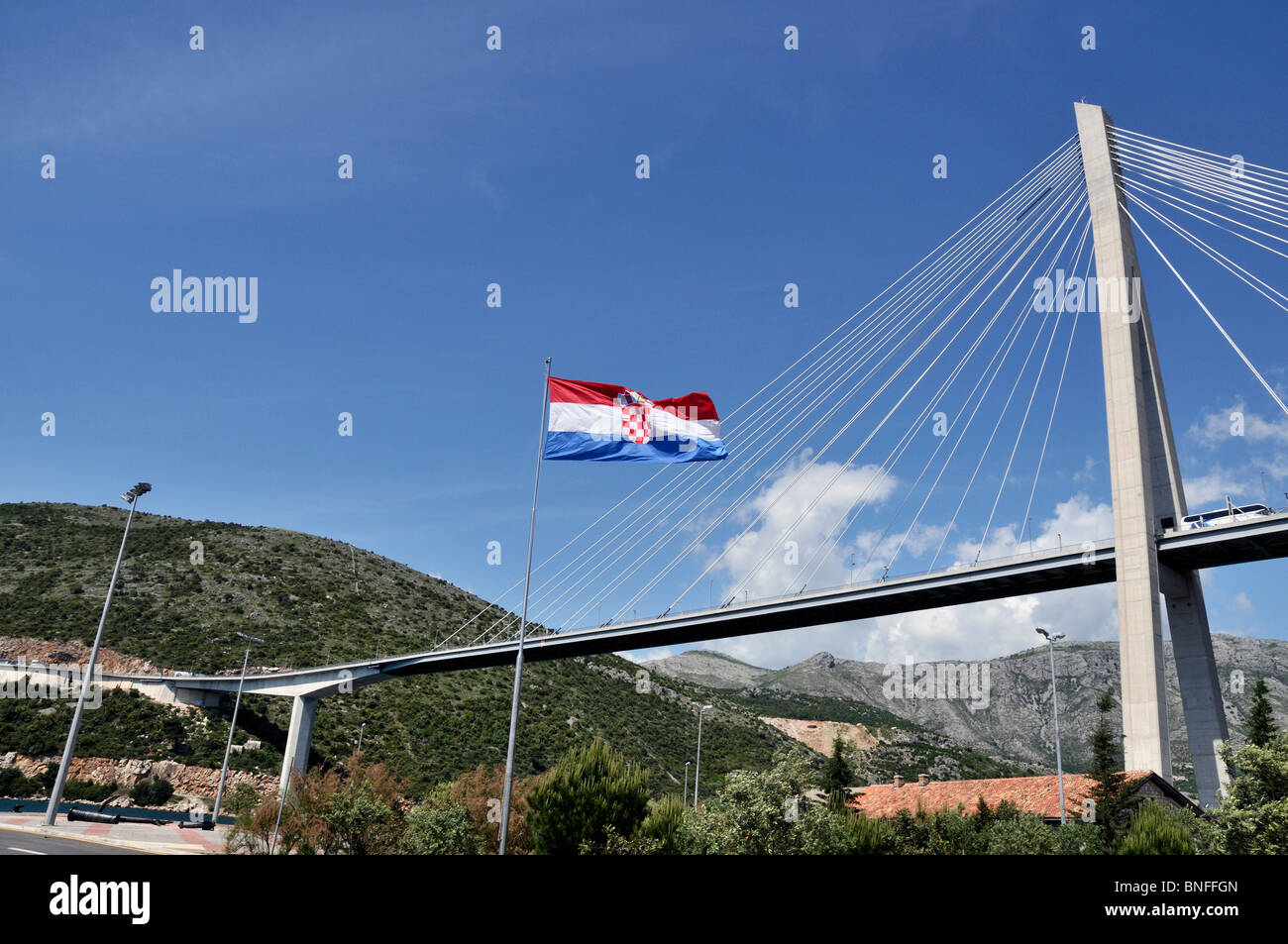 The elegant Franjo Tudman Bridge asymmetric single pylon stay cable ...