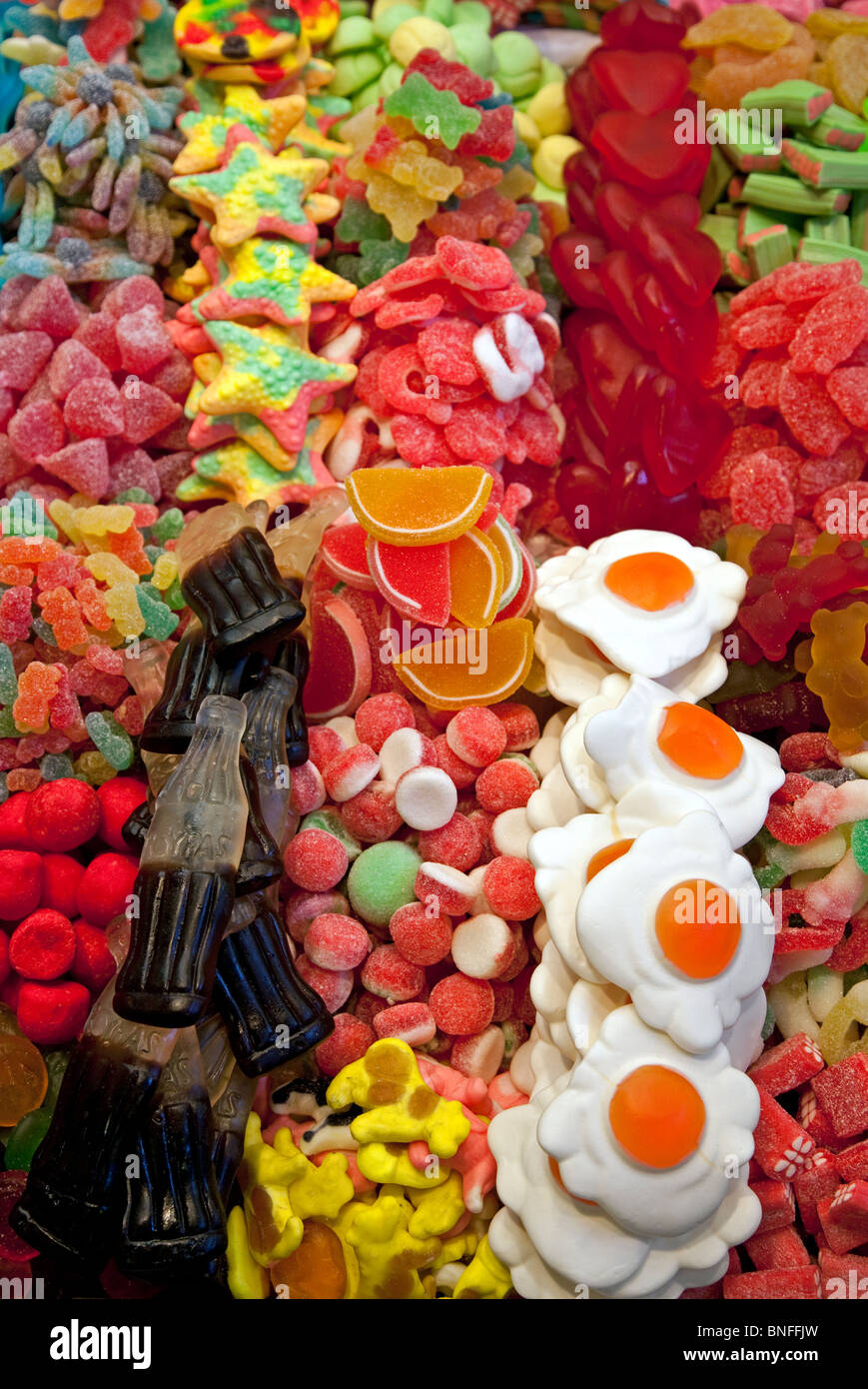 Candy shop. La Boqueria Market. Barcelona. Spain Stock Photo - Alamy