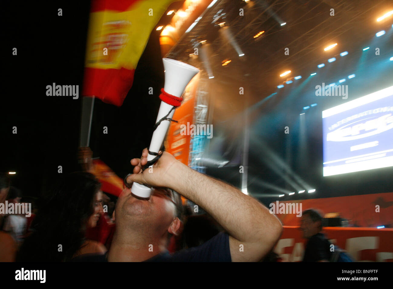 spanish supporters celebrating the victory over holland in the world ...
