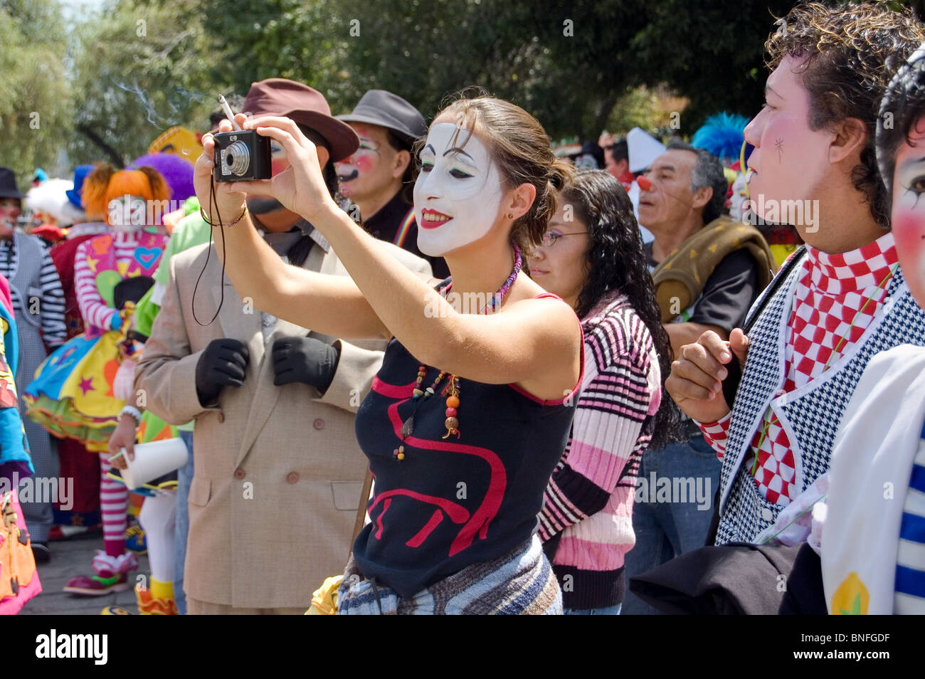 Clown parade in Mexico city with clowns from several countries Stock ...