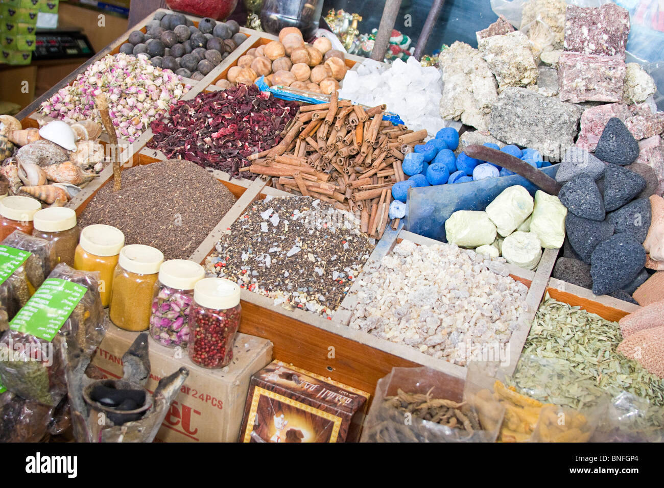spices and flower buds for sale at one of Dubai's souks, an Arabic ...