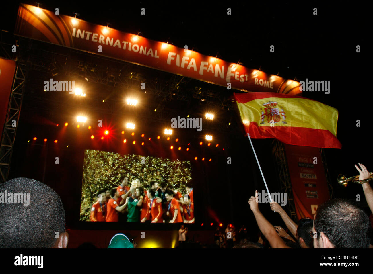 spanish supporters celebrating the victory over holland in the world ...